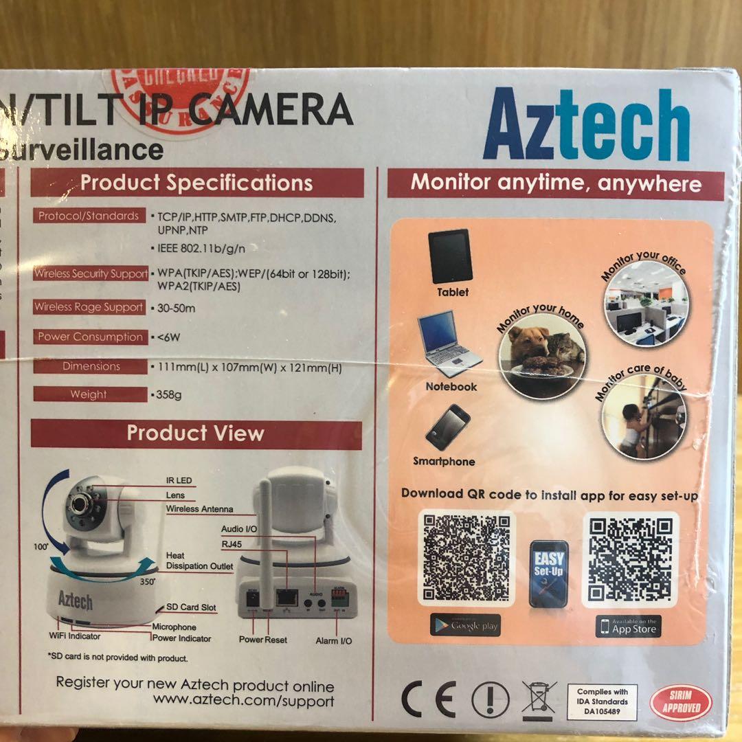 AZTECH wireless-n pan/ tilt IP camera WIPC402, Furniture & Home Living, Security & Locks ...