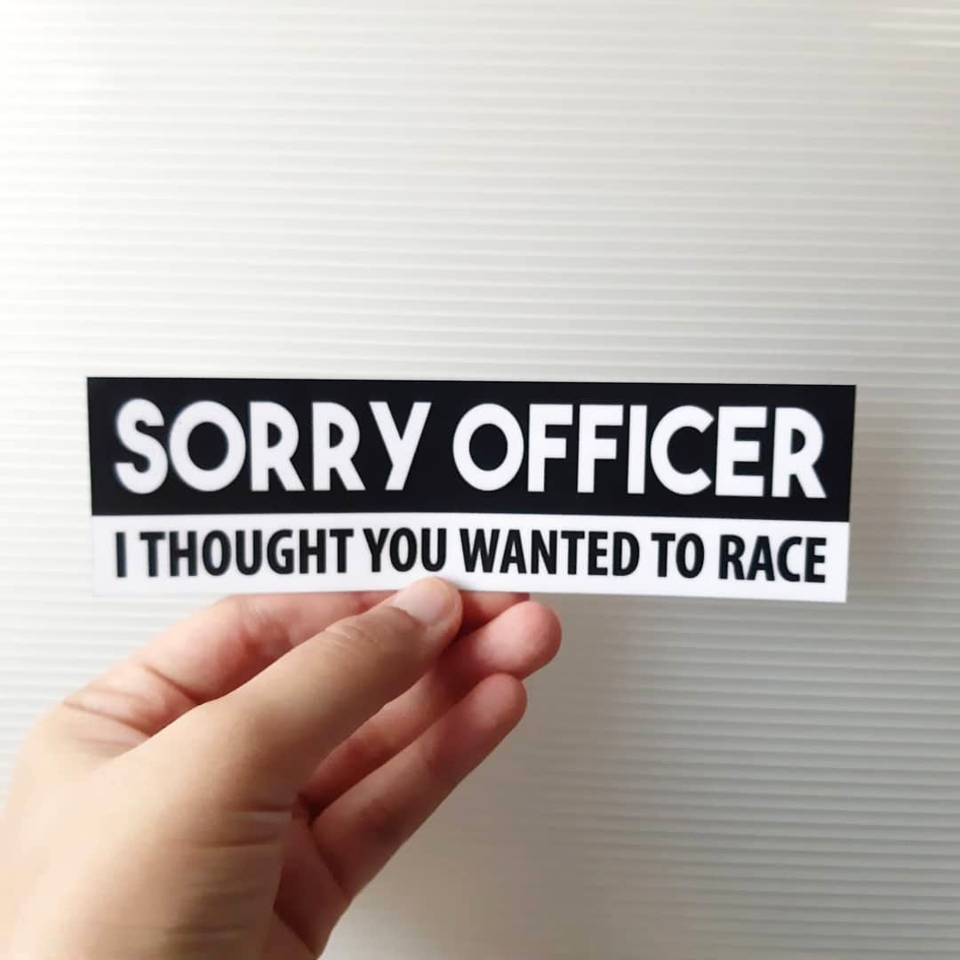 SORRY OFFICER vinyl sticker, Motorcycles, Motorcycle Accessories on ...