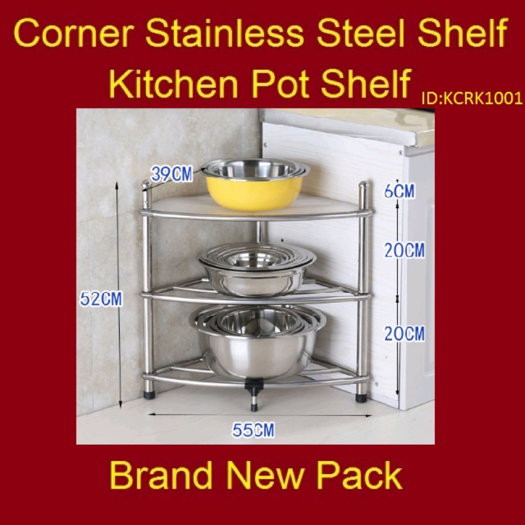 Corner Rack - Corner Shelf - Stainless Steel - 3 Layers, Furniture ...