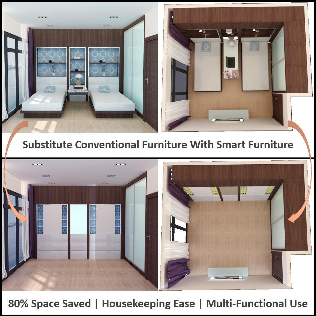 Space-Saving P-series Dining Table - Hidden/Conceal Table, Furniture ...