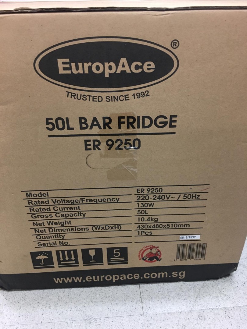 Europace 50L Bar Fridge ER 9250, TV & Home Appliances, Kitchen ...
