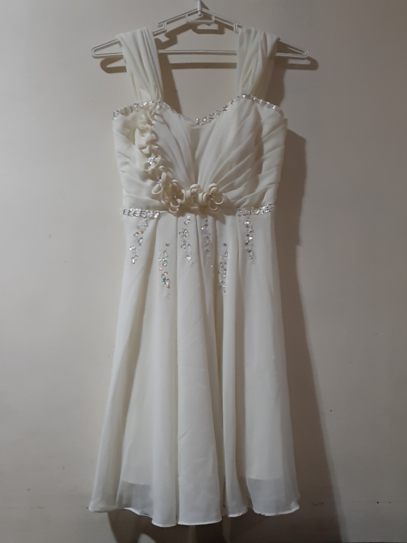Formal white short gown, Women's Fashion, Dresses & Sets, Evening ...