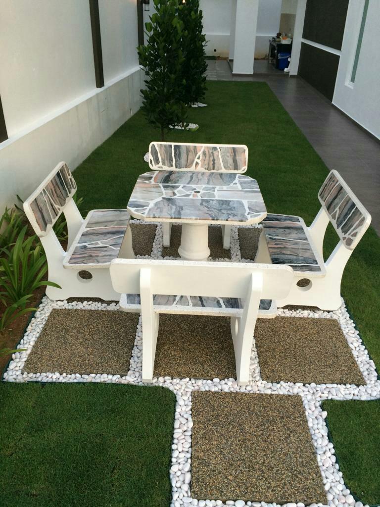 Kerusi batu dan rumput landscape, Furniture & Home Living, Furniture ...