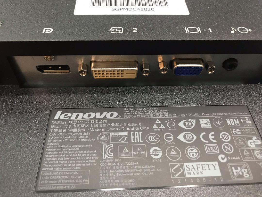 Lenovo LT2252pwA 22inch LCD Monitor Screen, Computers & Tech, Parts ...