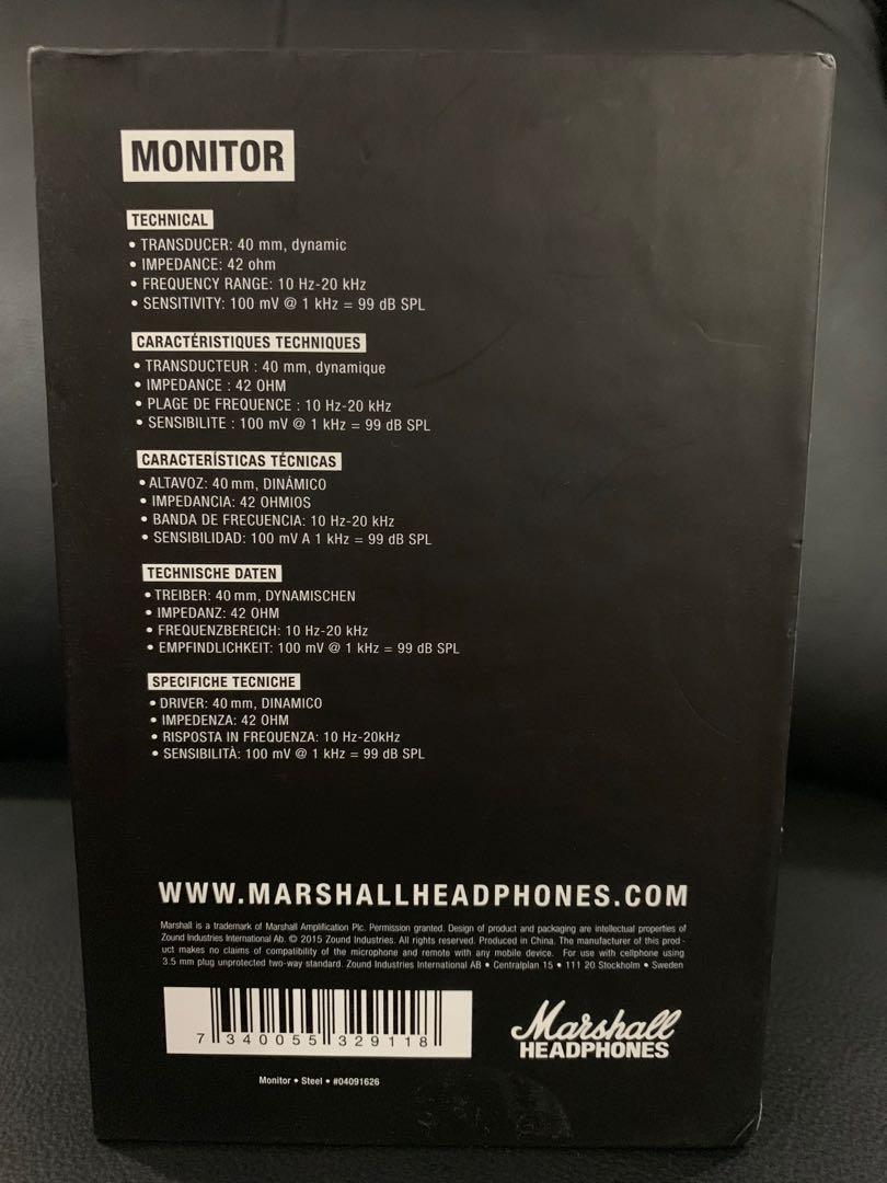 Marshall Headphones Monitor Steel Edition, Audio, Headphones & Headsets ...
