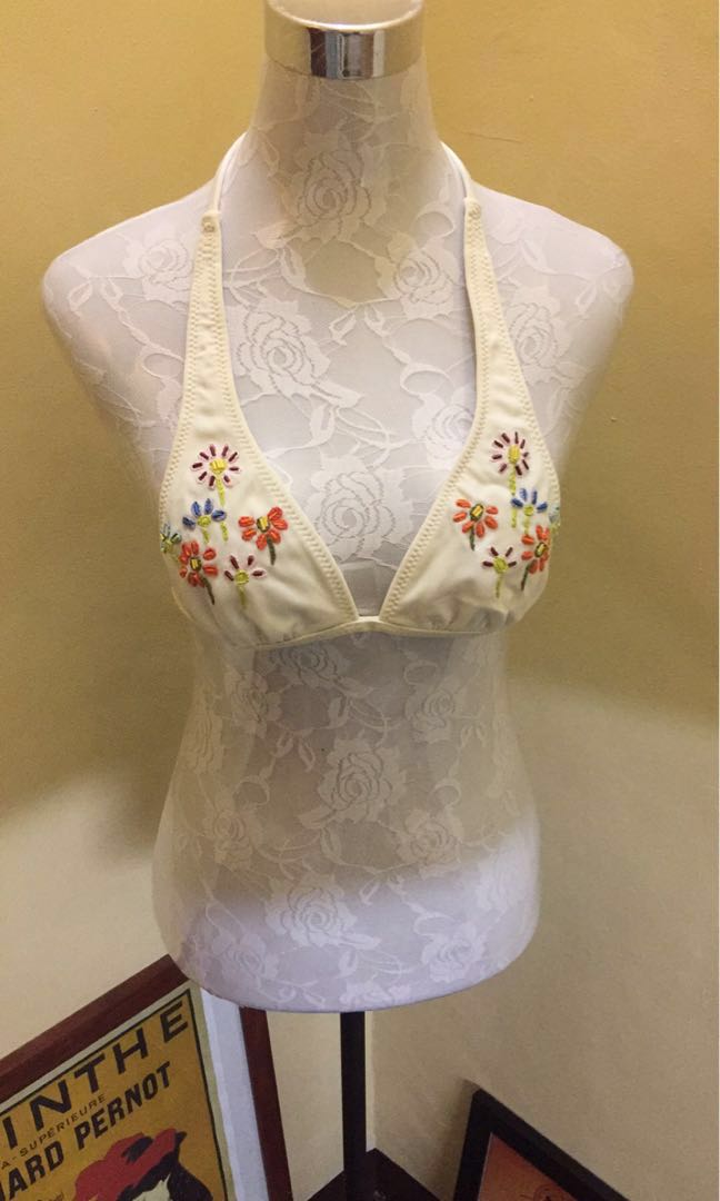 Point Conception Triangle Embroidered Bikini Top on Carousell