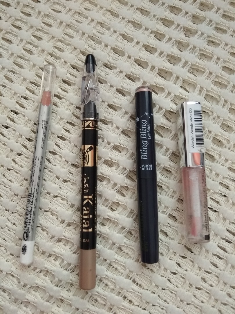 Eyeliner putih wardah-celak kajal-etude bling2 eye stick-lip gloss ...