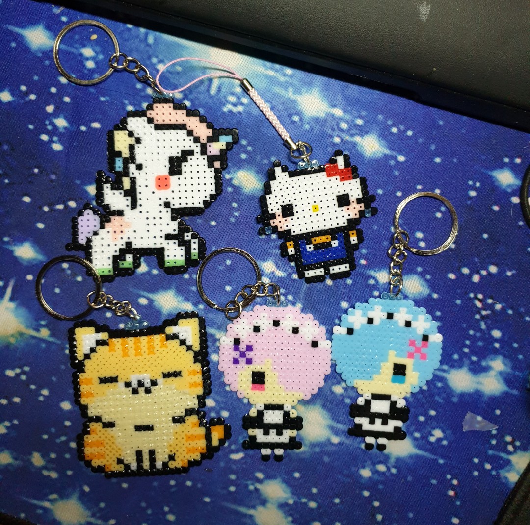 Hama / perler beads custom made keychain/ phone strap, Hobbies & Toys ...
