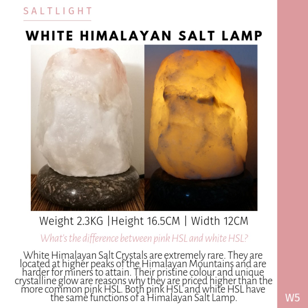 White Himalayan Salt Crystal Lamp + marble base & bulb|2.3KG, Furniture ...