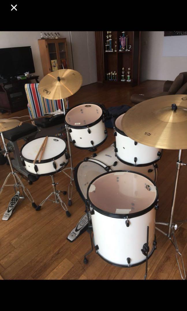 White Pearl Drum Set Hobbies And Toys Music And Media Musical Instruments On Carousell