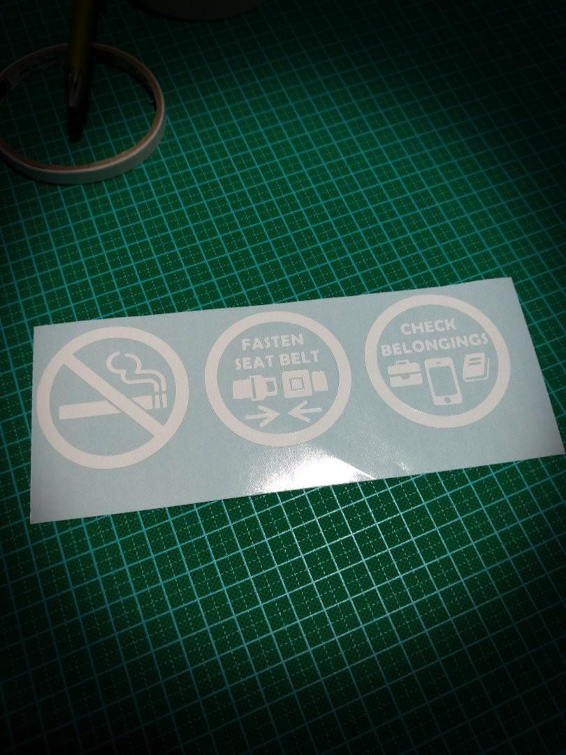 Car warning signs stickers (PHV) *No smoking, fasten seat belt, no ...
