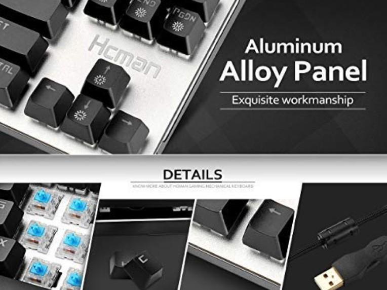 Hcman Mechanical Keyboard Blue Switches,Gaming Keyboard 21 LED Backlit ...