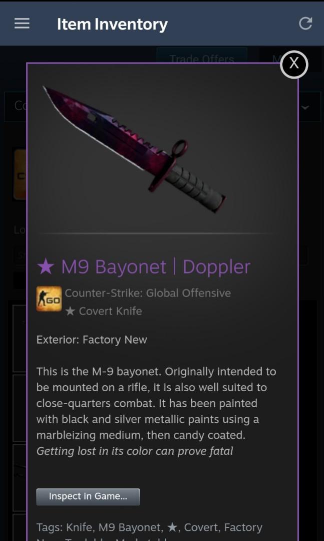 Csgo M9 Bayonet Doppler P2 low float, Video Gaming, Gaming Accessories, Game Gift Cards ...