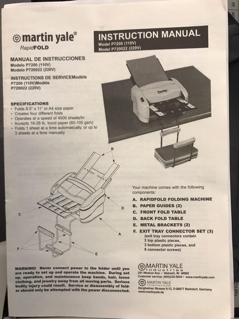 Martin Yale Paper Folding Machine P7200, Everything Else on Carousell
