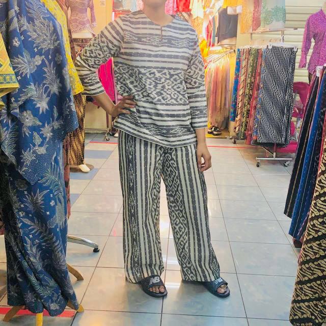 Nordic style matching top and pants/ hari raya outfit, Women's Fashion ...