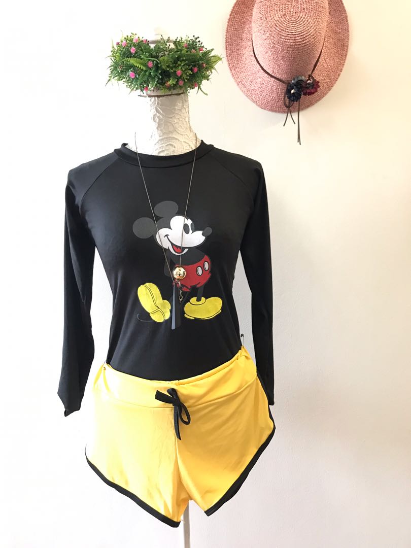 Ladies Rash guard mickey mouse, Women's Fashion, Swimwear, Rash guard ...