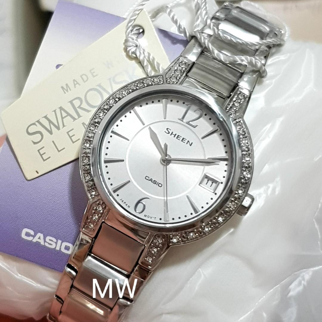Casio original ladies classic stainless steel sheen watch brand new ...