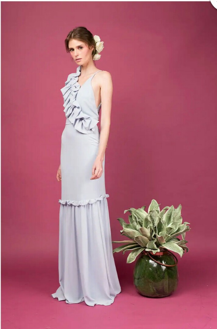 FOR SALE: ZOO Camila Mermaid Dress with ruffled front in Dusty Blue ...