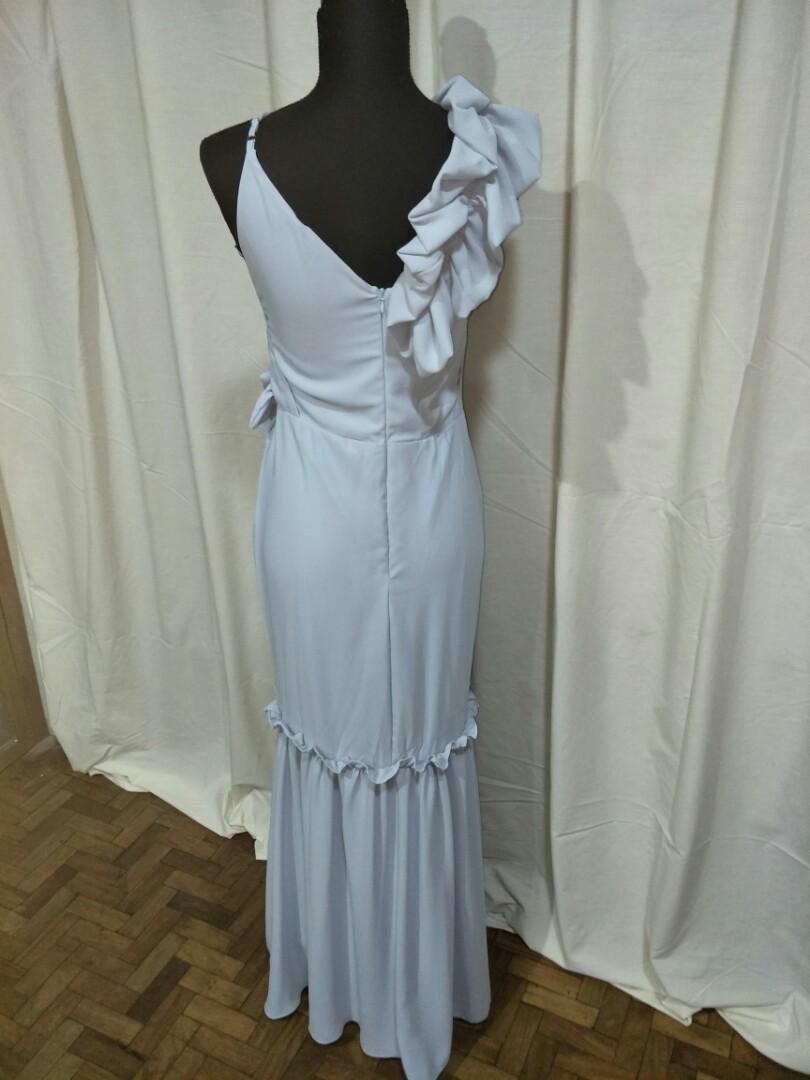FOR SALE: ZOO Camila Mermaid Dress with ruffled front in Dusty Blue ...