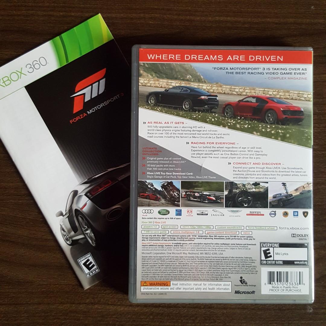 FORZA MOTORSPORT 3 Ultimate Collection, Video Gaming, Video Games, Xbox ...