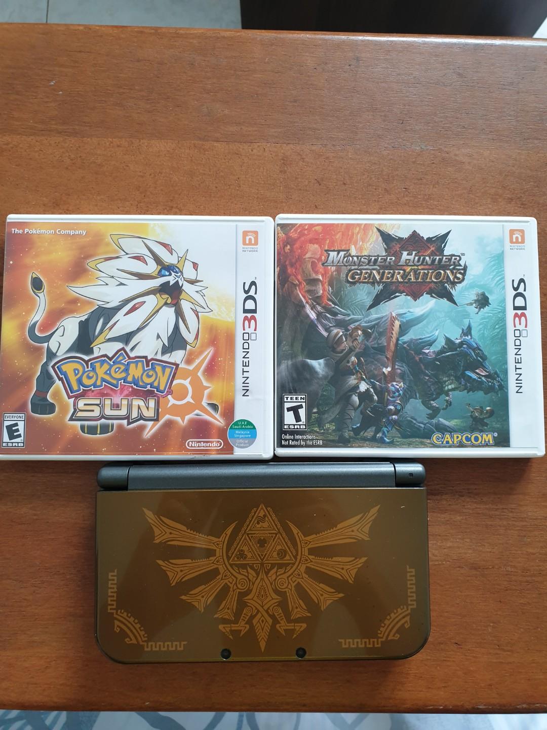 New 3DS XL Hyrule edition with Pokemon Sun and Monster Hunter ...
