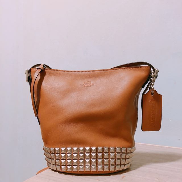 COACH ’Legacy Duffle' Studded Leather Shoulder Bag in Cognac, Women's ...