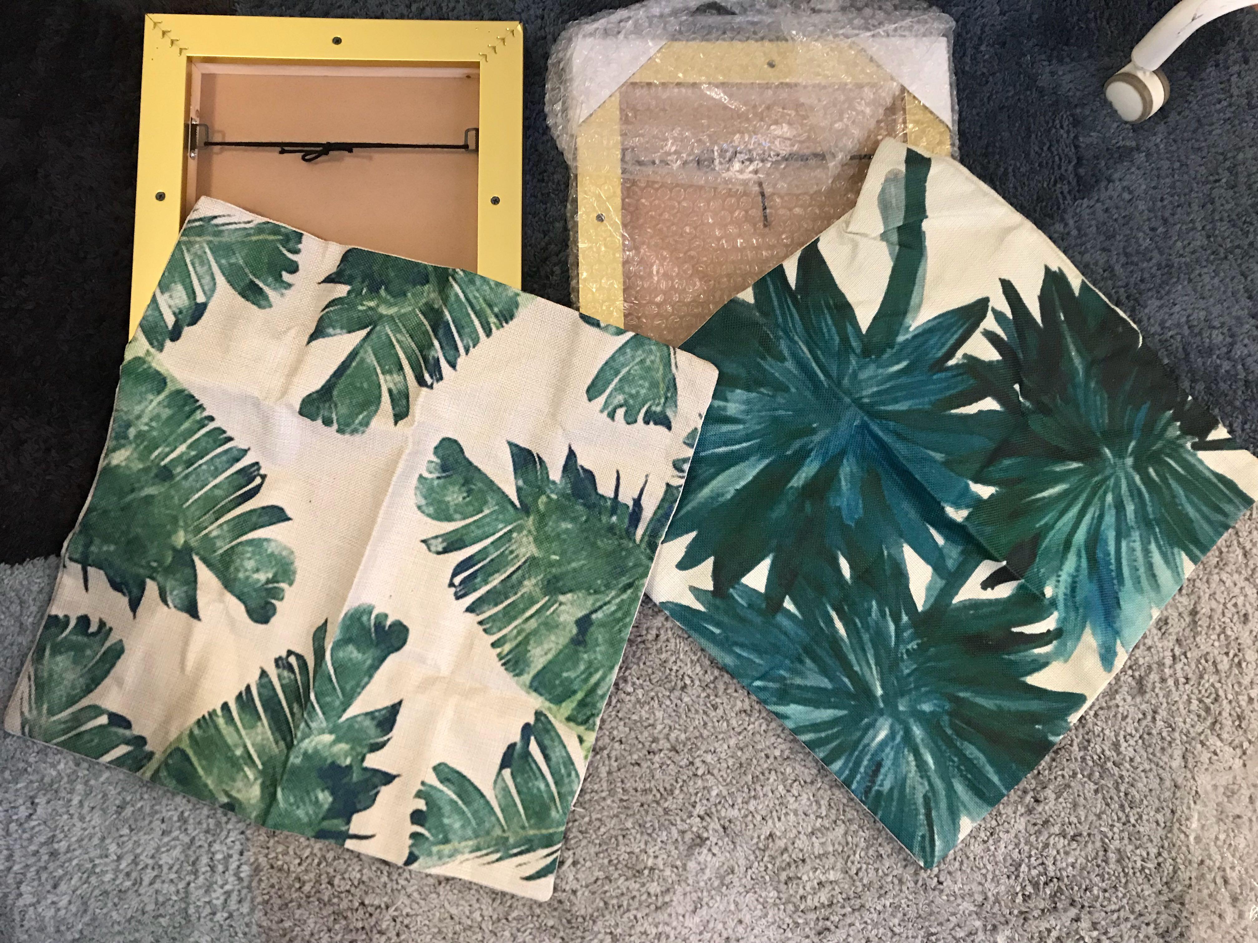 Monstera green plant decoration painting wall frame, Home & Furniture ...