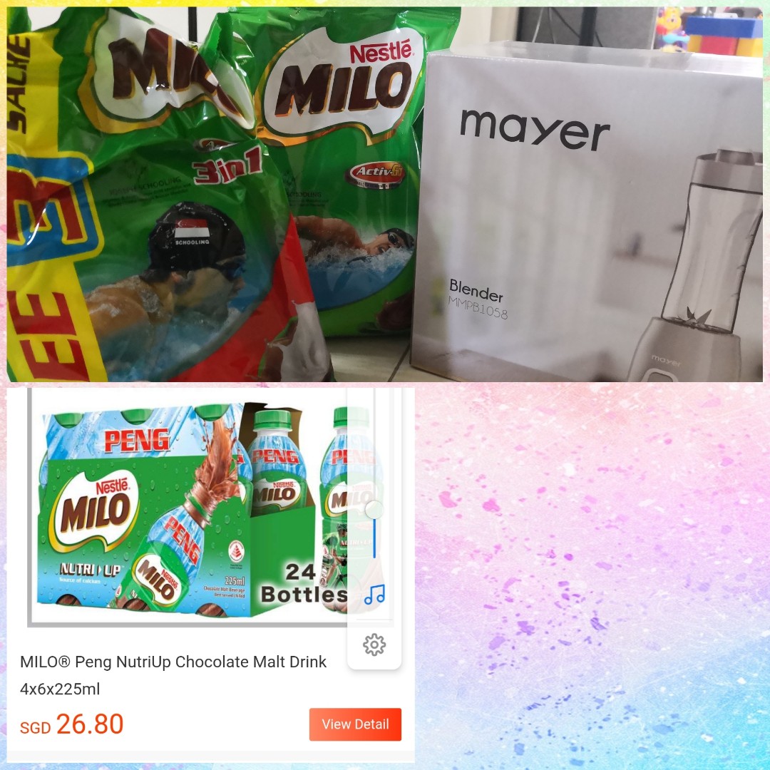 Milo bundle with free blender, Food & Drinks, Packaged & Instant Food on Carousell