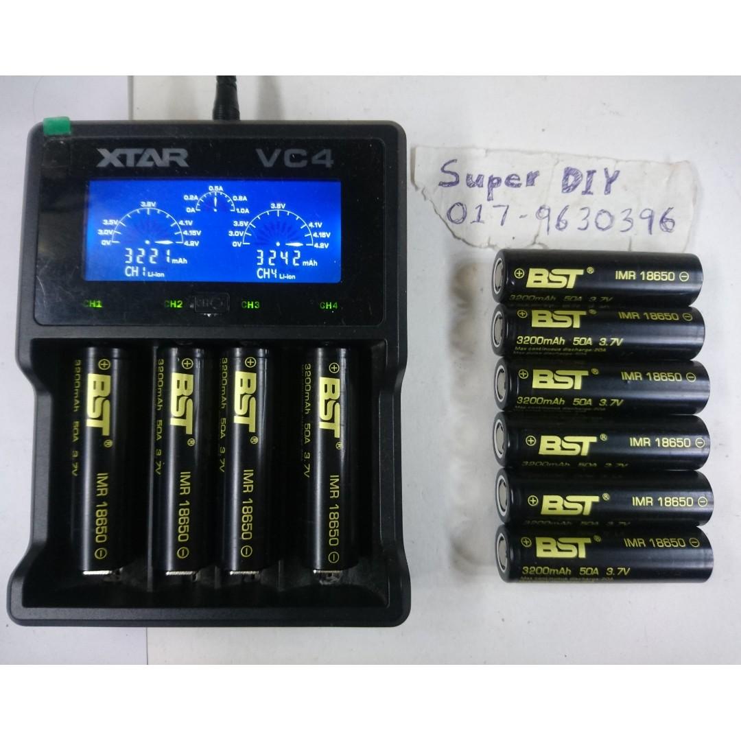 ORIGINAL BST 18650 3.7V 3200mAh 50A High Drain Rechargeable Vape ...