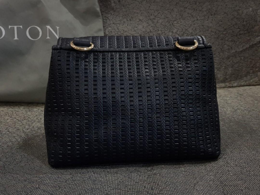 Oroton Baux Woven Sling bag (Midnight Blue), Luxury, Bags & Wallets on Carousell