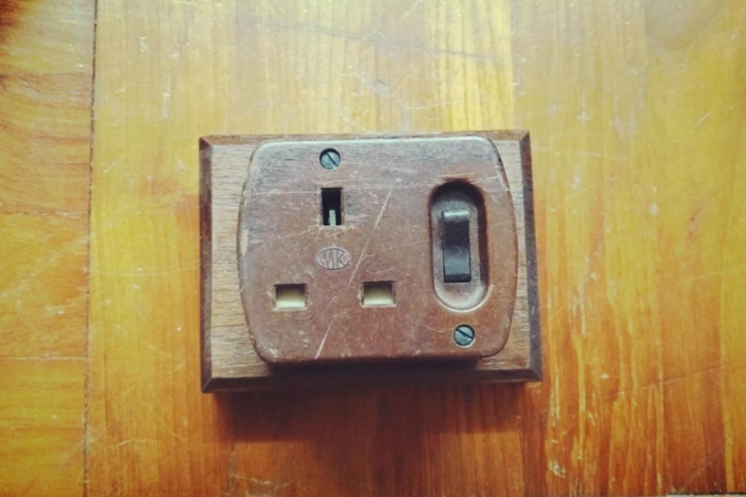 Vintage Switch Socket Wood Backing, Furniture & Home Living ...