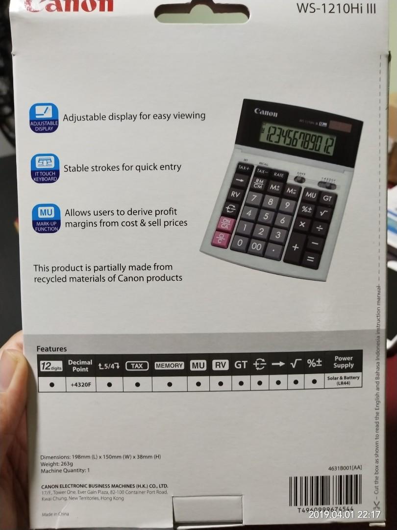 BRAND NEW Canon Calculator WS- 1210Hi III, Hobbies & Toys, Stationery ...