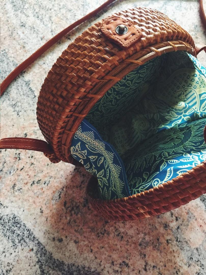 Round Rattan Bali Bags, Women's Fashion, Bags & Wallets, Cross-body ...