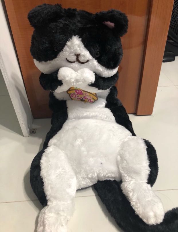 Toreba Black white long kitty cat plush toy, Hobbies & Toys, Toys ...