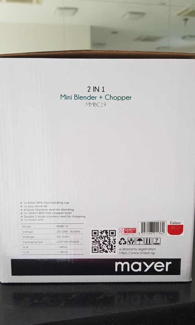 Mayer Mini blender+chopper, TV & Home Appliances, Kitchen Appliances, Juicers, Blenders ...