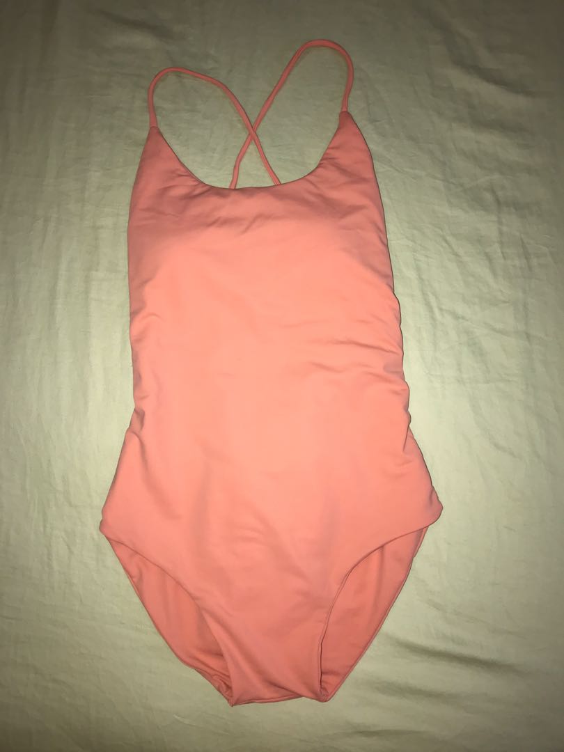 Peach One Piece Corset Swimsuit, Women's Fashion, Swimwear, Bikinis ...
