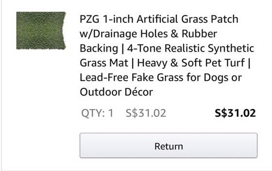 Pet Zen Garden PZG 1-inch Artificial Grass Patch w/Drainage Holes ...