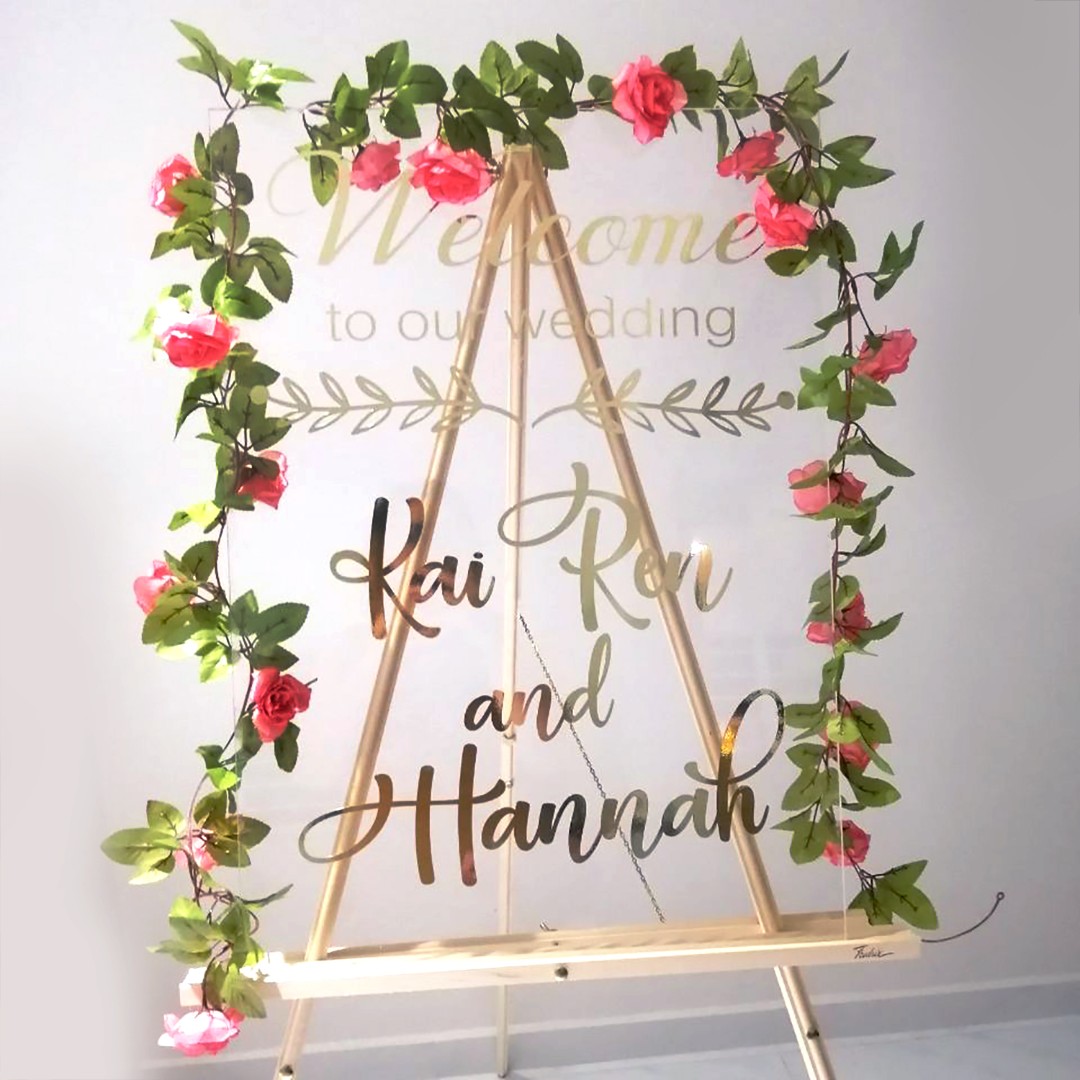 [Rental] Custom Acrylic Wedding Sign Gold Wordings 50 x 70cm, Hobbies ...