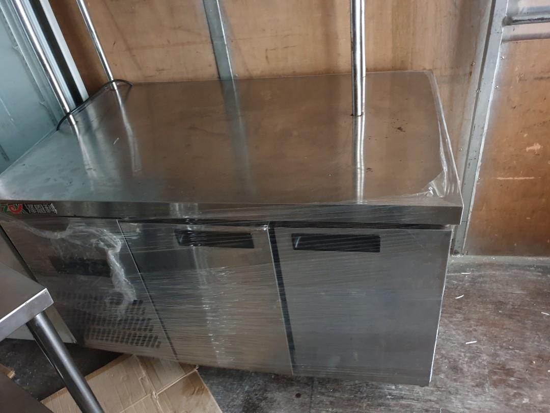 Stainless steel 2 door chiller with 2 tier rack, Furniture & Home ...