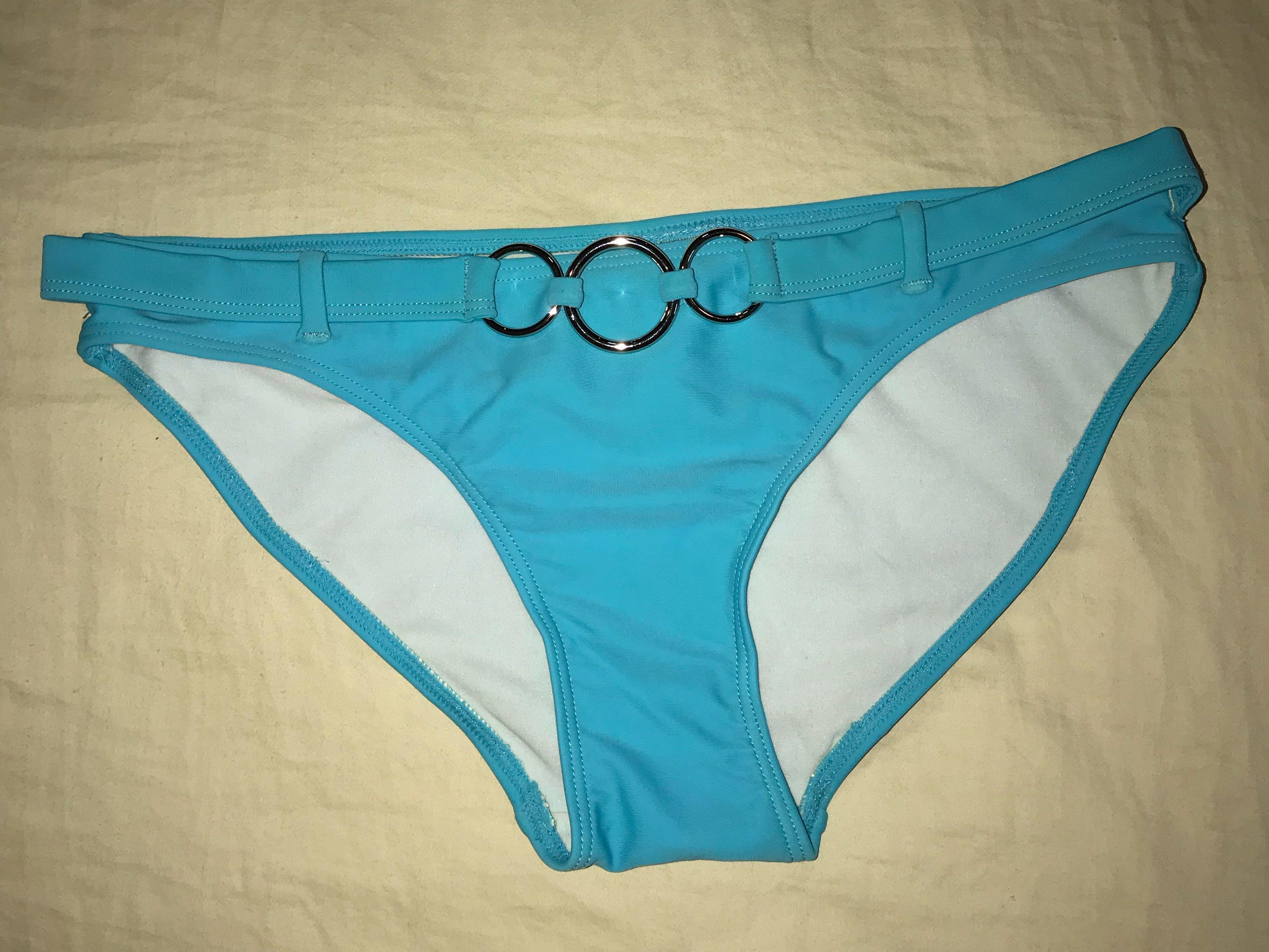 Turquoise Bikini Bottoms with Belt and Ring, Women's Fashion, Bottoms ...