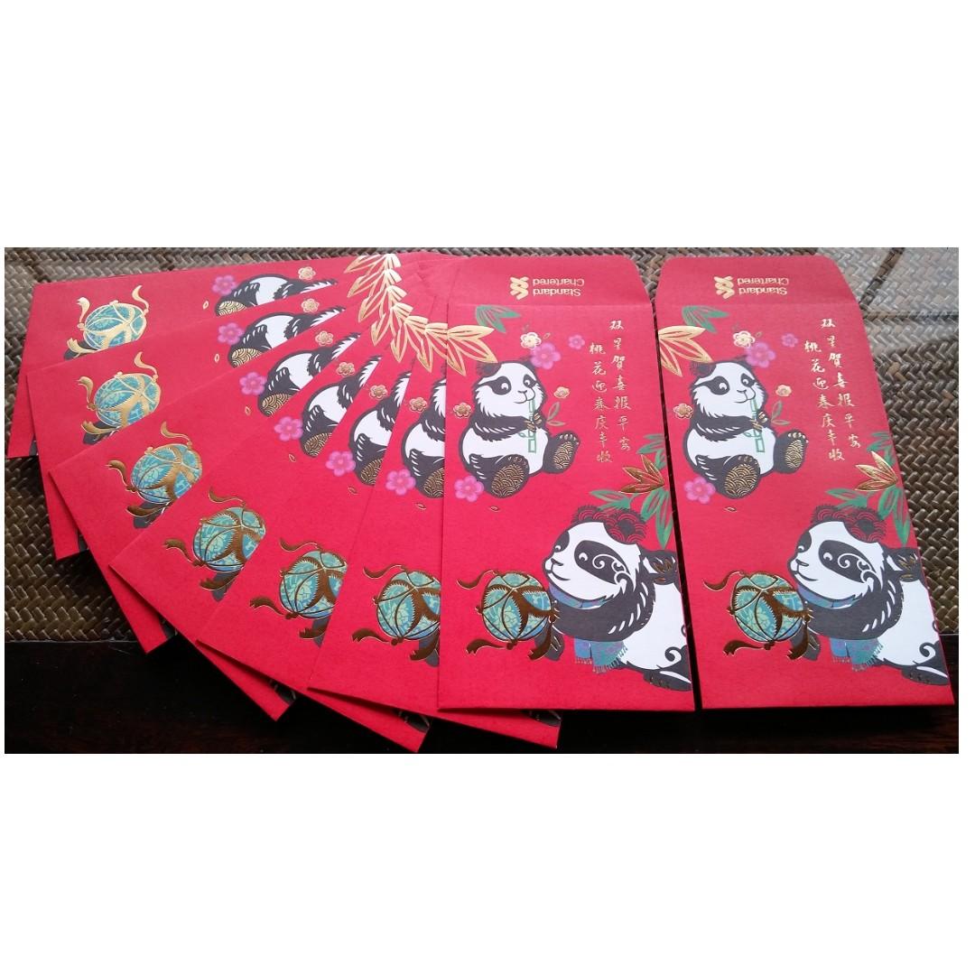 8 pcs Standard Chartered Bank (SCB) Panda Red Packet / Ang Pow Pao Pau ...