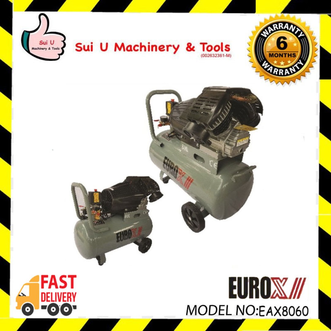 EUROX EAX8060 / EAX-8060 60L 3HP Twin Head Air Compressor 8bar, Everything Else, Others on Carousell
