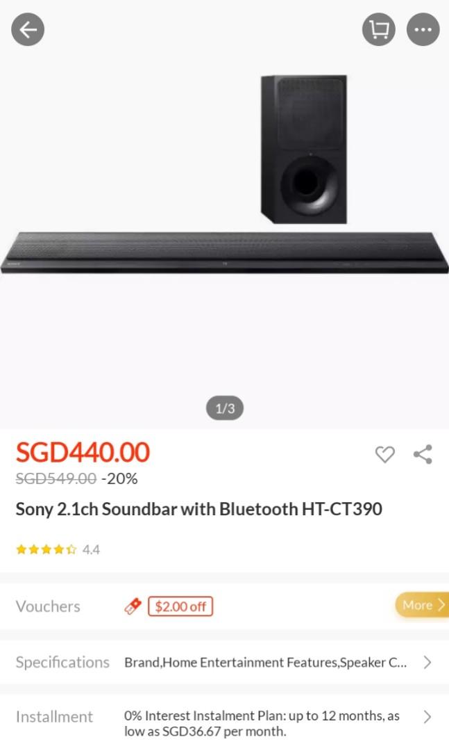 Sony HT-CT 390 soundbar, Audio, Soundbars, Speakers & Amplifiers on ...