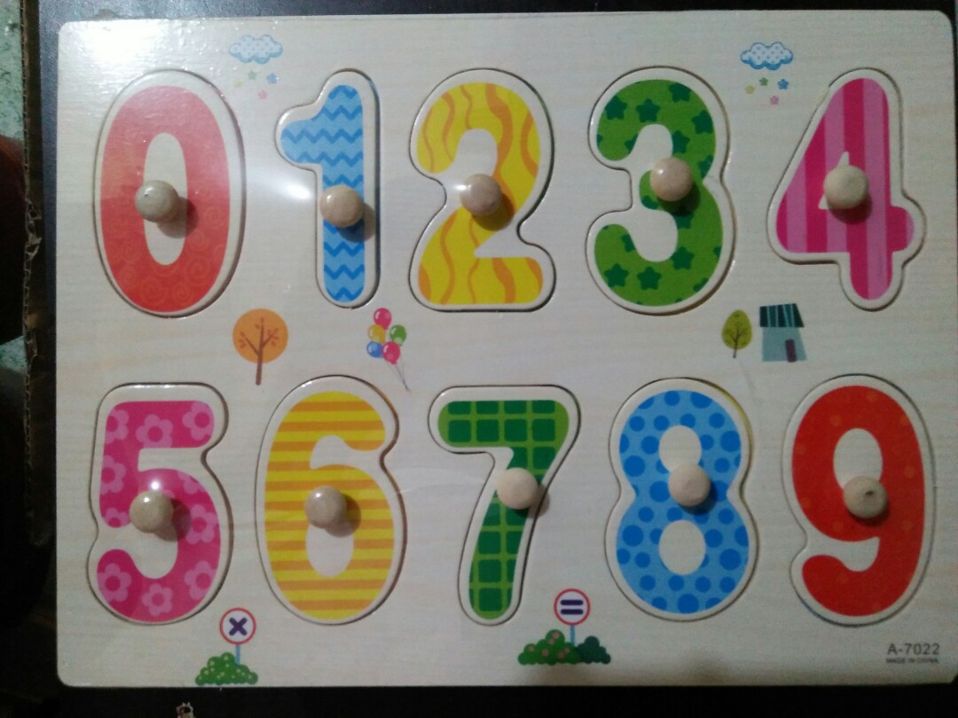 Wooden peg puzzle board NUMBERS,SHAPES(combi), Hobbies & Toys, Toys ...