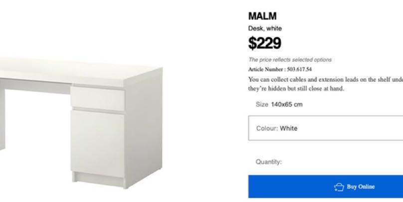 IKEA MALM Computer & Study Desk, Furniture & Home Living, Furniture ...