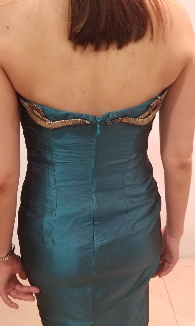 jun escario blue tube gown, Women's Fashion, Dresses & Sets, Evening ...