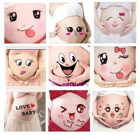 Maternity Sticker Belly Sticker Facial Expression Sticker, Babies ...