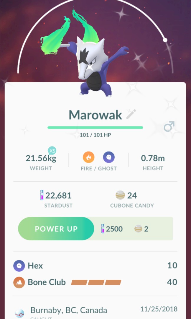 Shiny Alolan Marowak Pokemon Go, Video Gaming, Gaming Accessories, Game ...