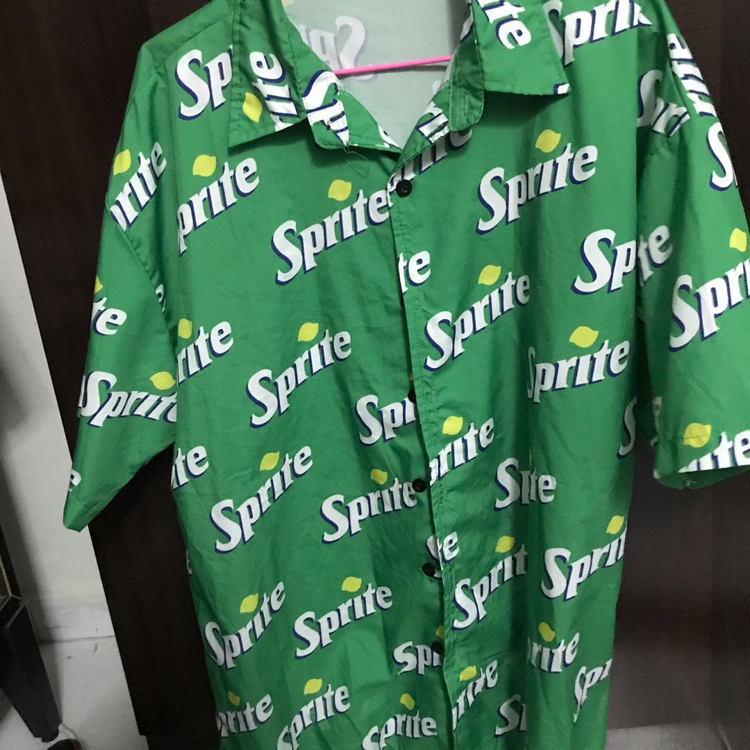 Sprite printed button up GREEN, Men's Fashion, Coats, Jackets and ...
