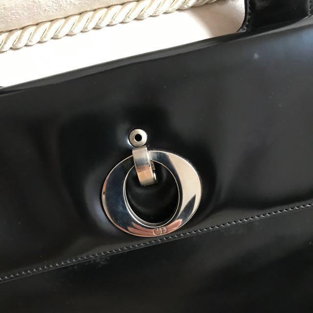 CHRISTIAN DIOR (CD) Vintage Full Leather Bag In Black Patent, Luxury ...